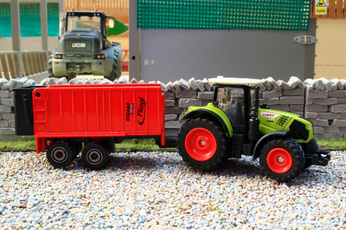 MAJ502B Majorette 187 Scale Claas Arion 660 4WD With Fliegl Walking Fl – Brushwood Toys