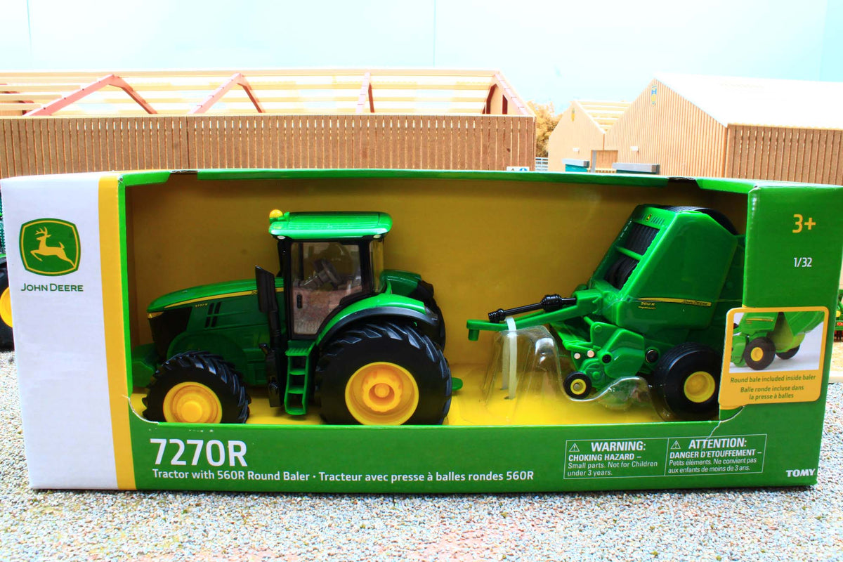ERT47355 ERTL 1:32 Scale John Deere 7270R 4WD Tractor with JD 560R Rou ...