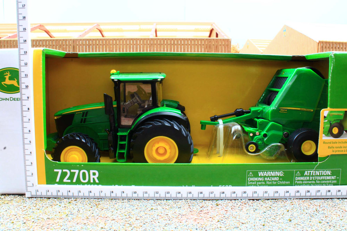 ERT47355 ERTL 1:32 Scale John Deere 7270R 4WD Tractor with JD 560R Rou ...