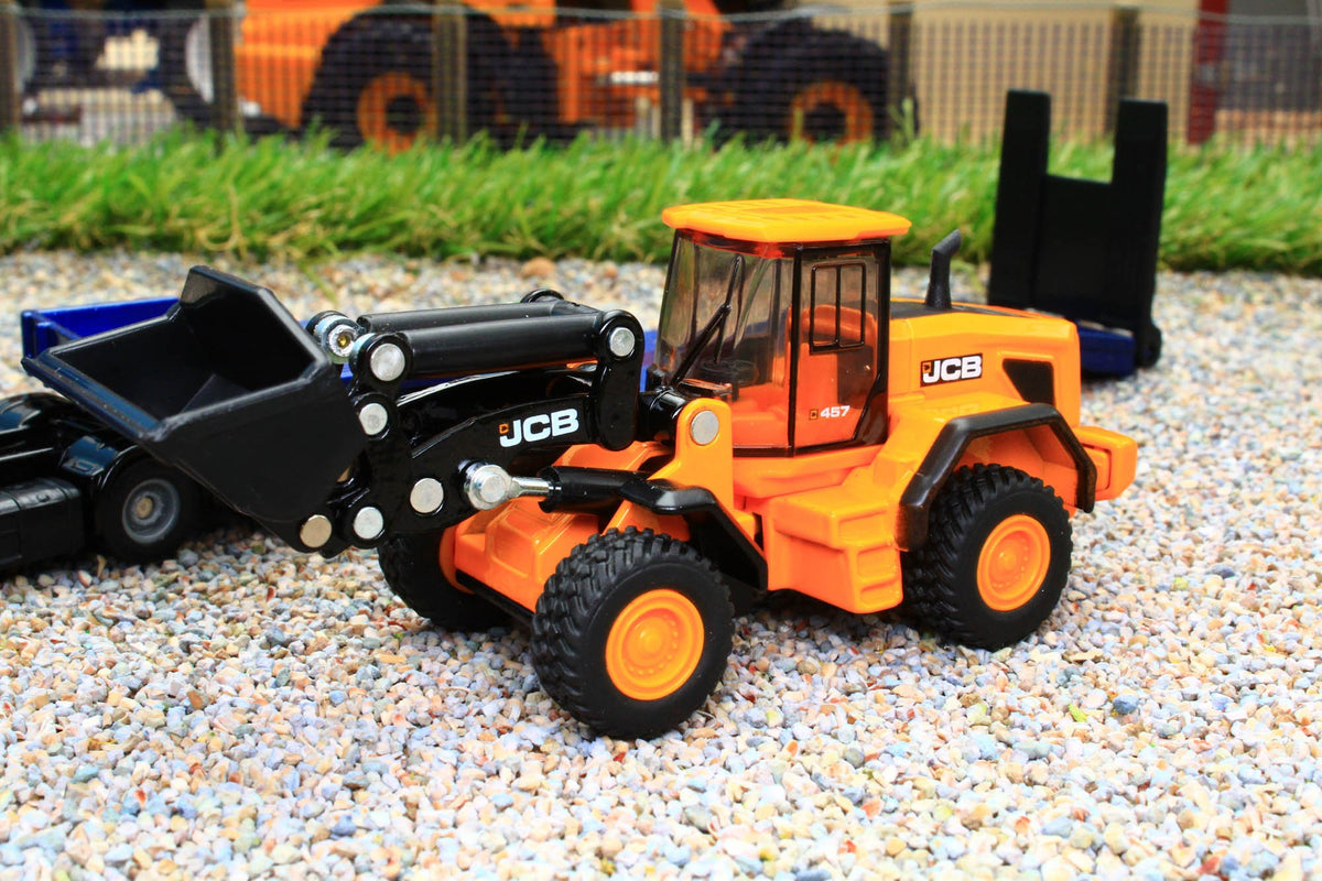 1790 Siku 1:87 Scale Man Low Loader Lorry with JCB Wheeled Loader ...
