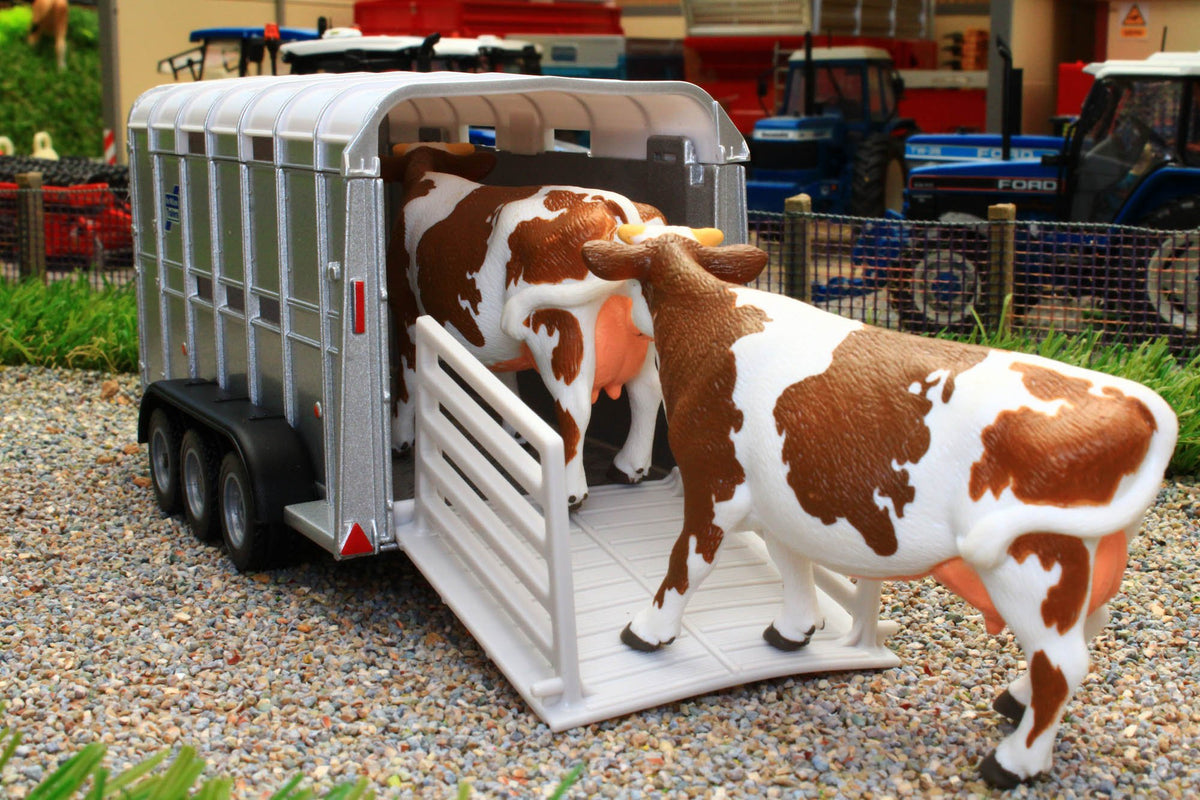 2890 SIKU IFOR WILLIAMS LIVESTOCK TRAILER WITH 2 COWS – Brushwood Toys