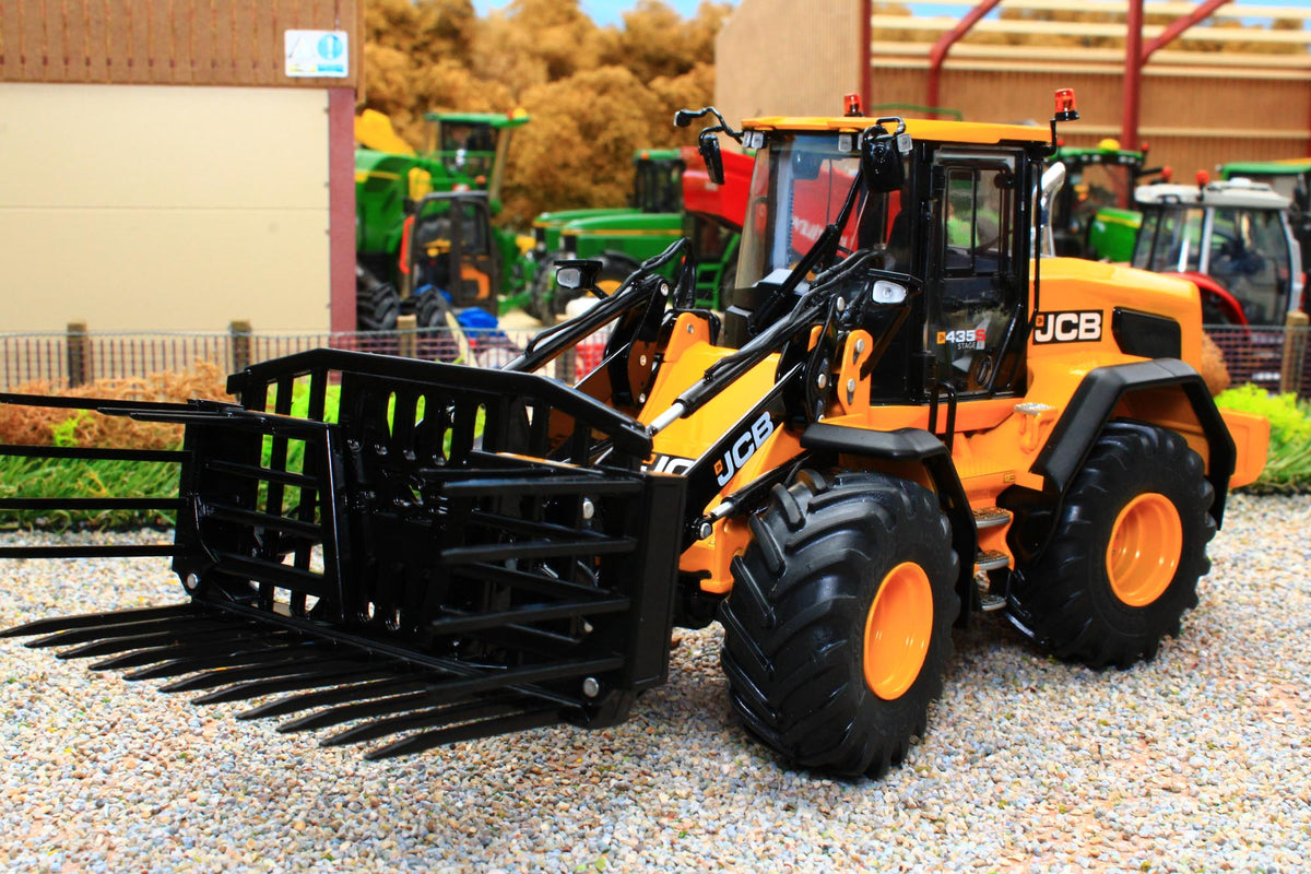 AT3200180 JCB 435S Stage V Agri Wheel Loader with Grass Fork – Brushwood Toys